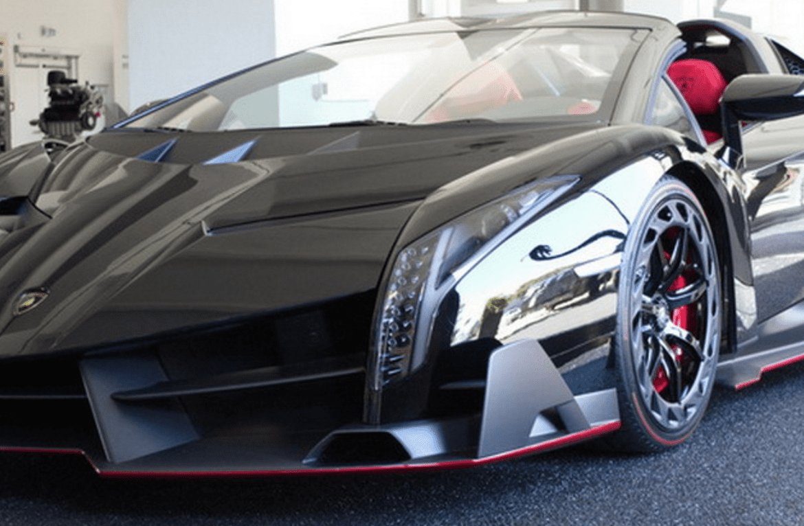 Lamborghini Veneno Roadster.Polish black carbon red leather (Nero ...